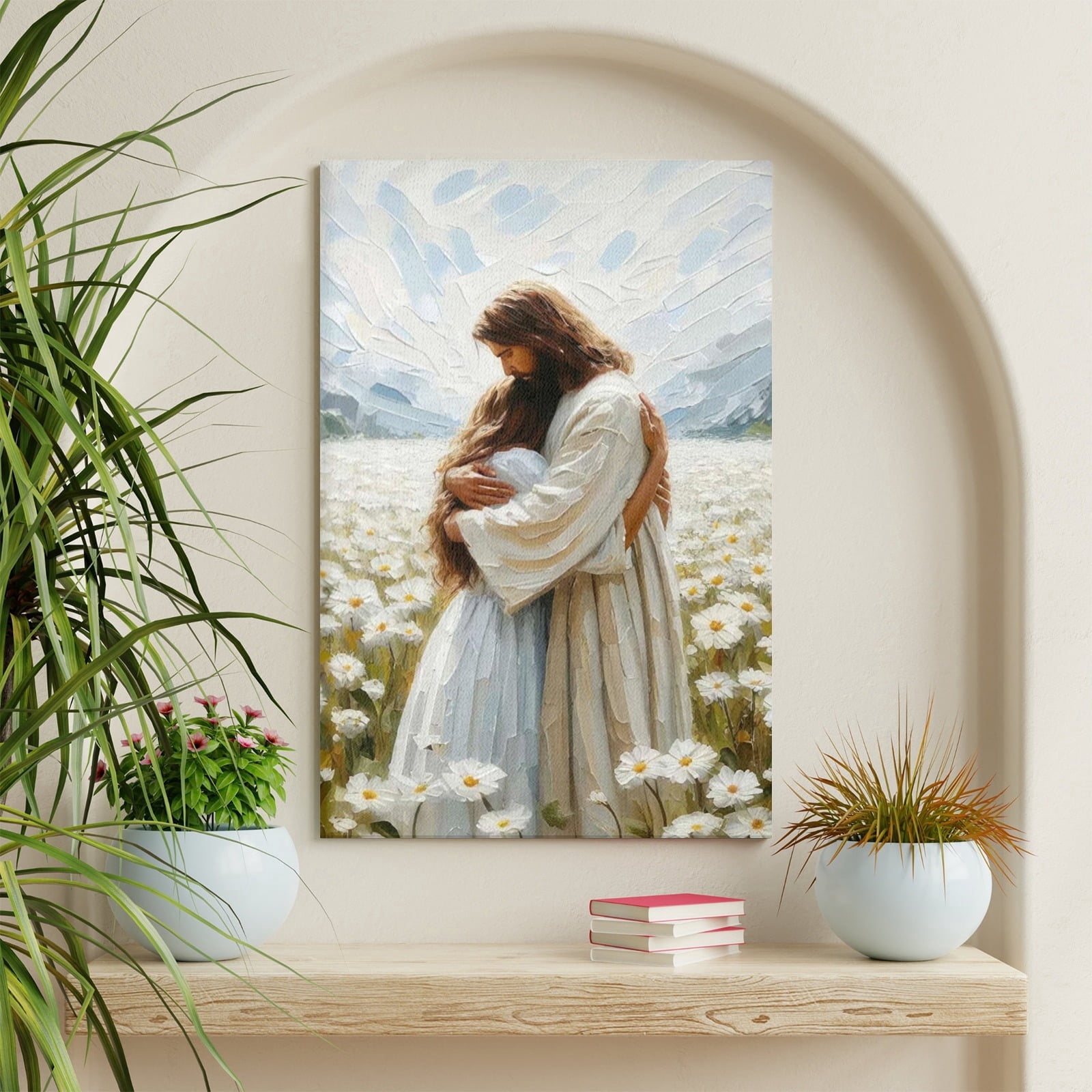 COGL Jesus Hugging Girl Canvas Wall Art Jesus and Woman Wall Decor ...