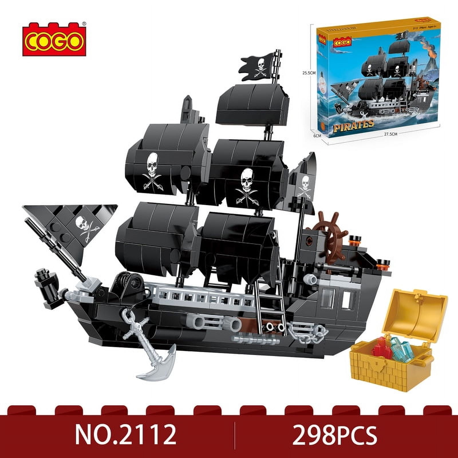 COGO Pirate Boat Models Blocks Kits, MOC Large Black Pearl Ship ...