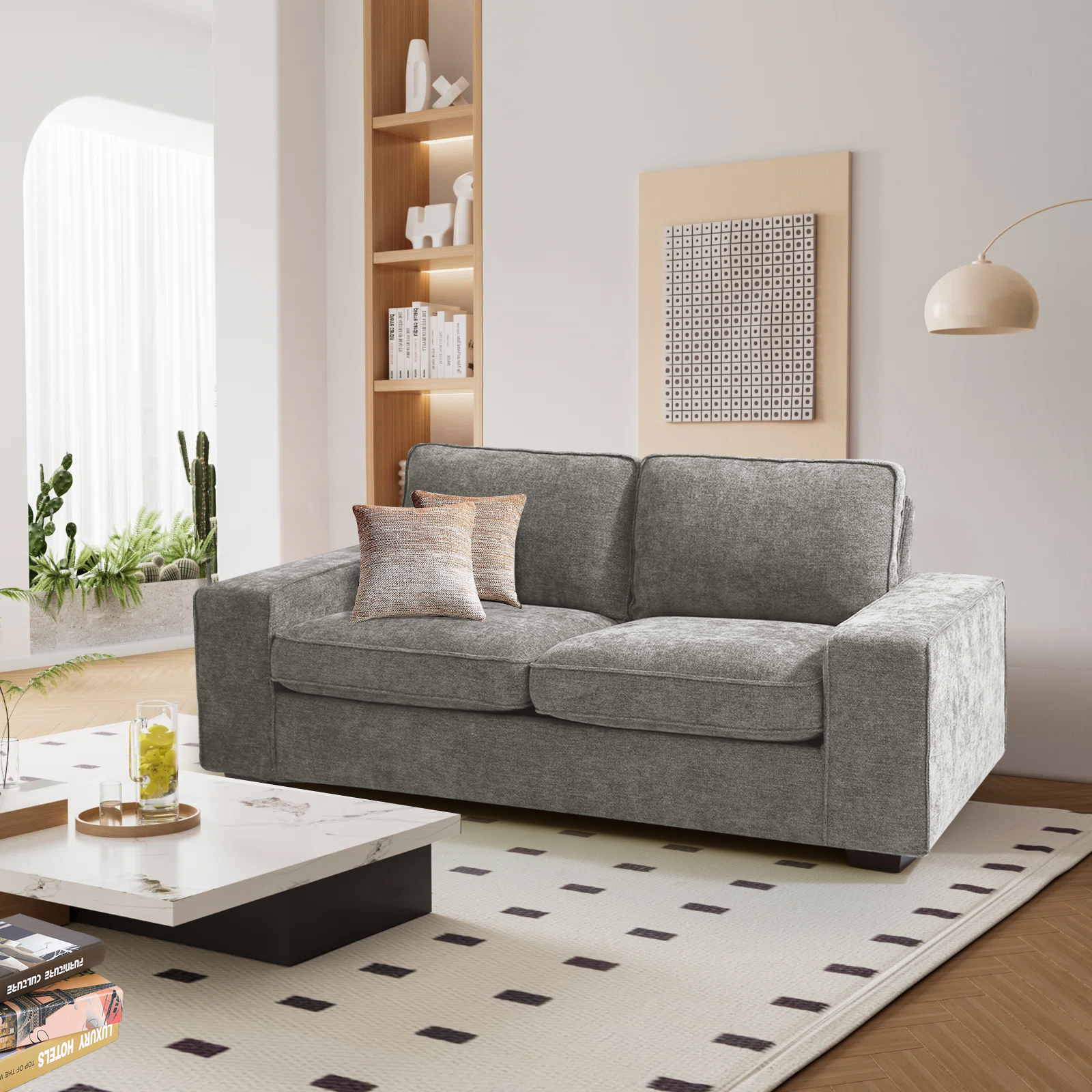 COHOME 71.3'' Upholstered Solid Wood Frame Sofa，Living Room Furniture ...