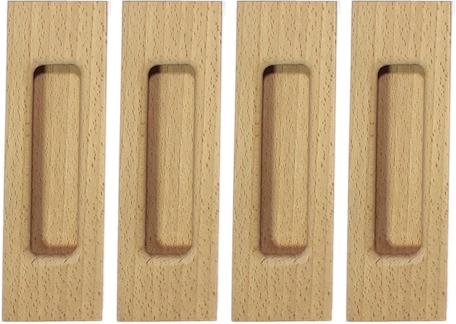 COHSAR Wooden Recessed Door Handles,6 inch Lengths, Natural Beech Wood ...