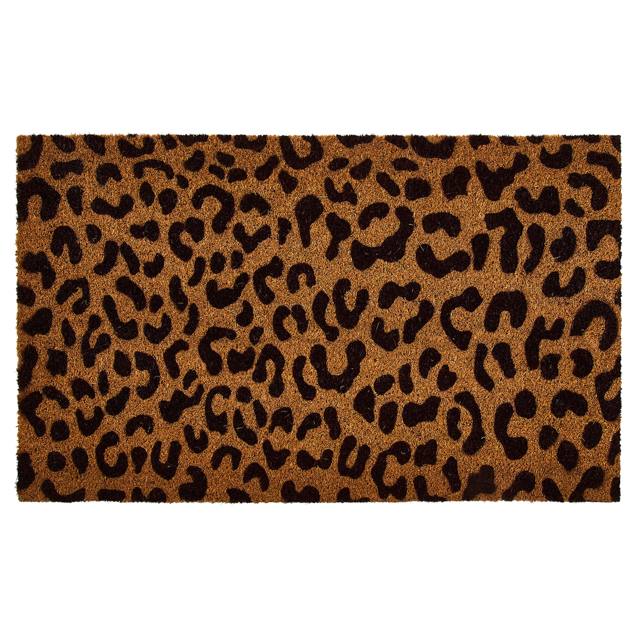 Mainstays Natural and Black Leopard Print Coir Outdoor Doormat, 18" x ...