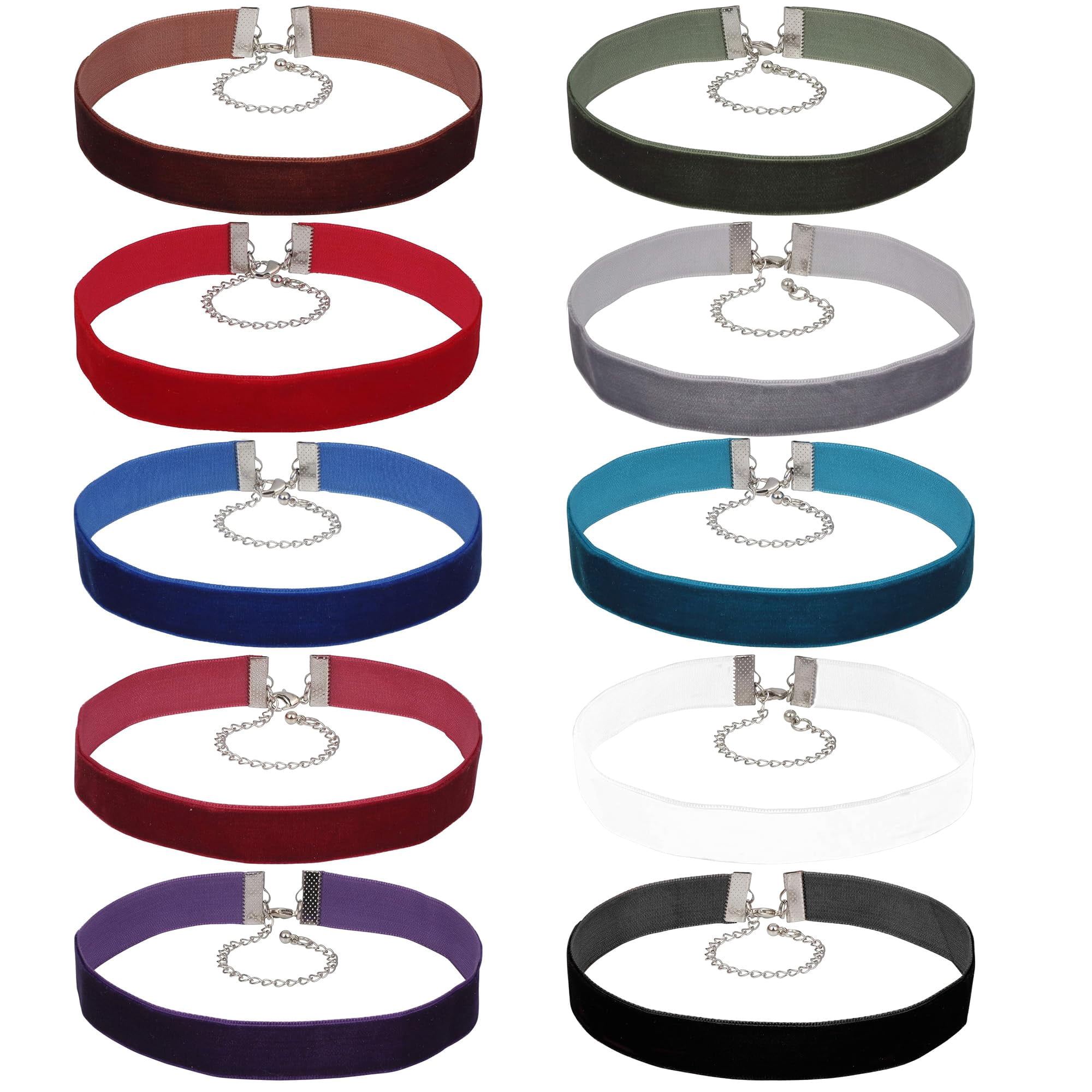 BOCAR 1.6cm 20pcs Mix color Velvet Chokers Vintage Necklace for Women ...