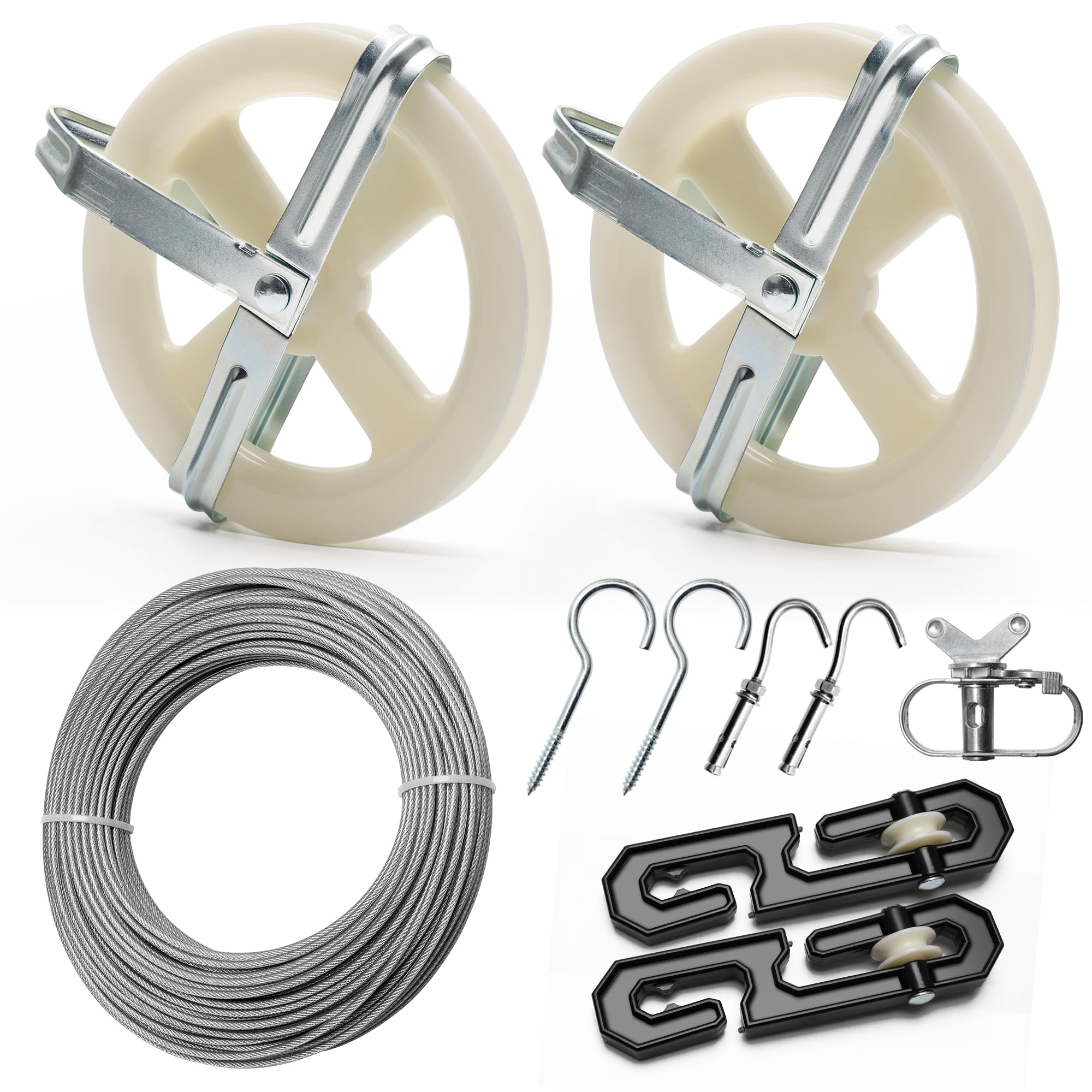 COITEK Outdoor Clothesline kit, 5 "Nylon Clothesline Pulley kit, 150ft ...
