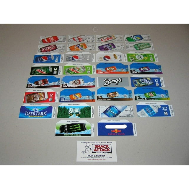 COKE OR SODA VENDING MACHINE 12oz "CAN" VEND LABEL VARIETY PACK ...