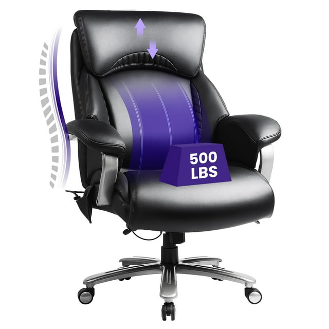 COLAMY Big & Tall Office Chair, Heavy Duty, Adjustable Lumbar, 500lbs ...