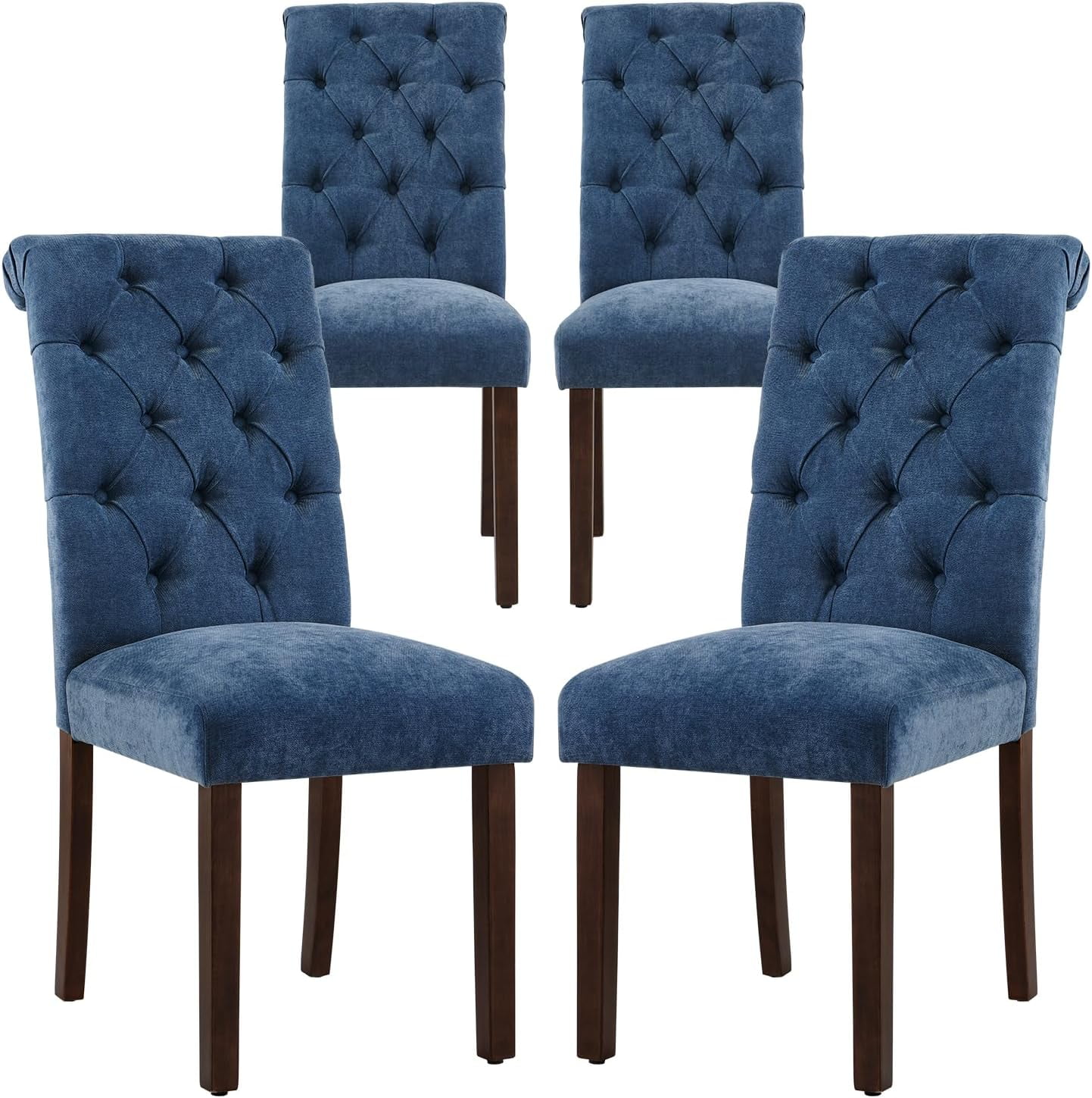 COLAMY Button Tufted Dining Chairs Set of 4, Parsons Upholstered Fabric ...