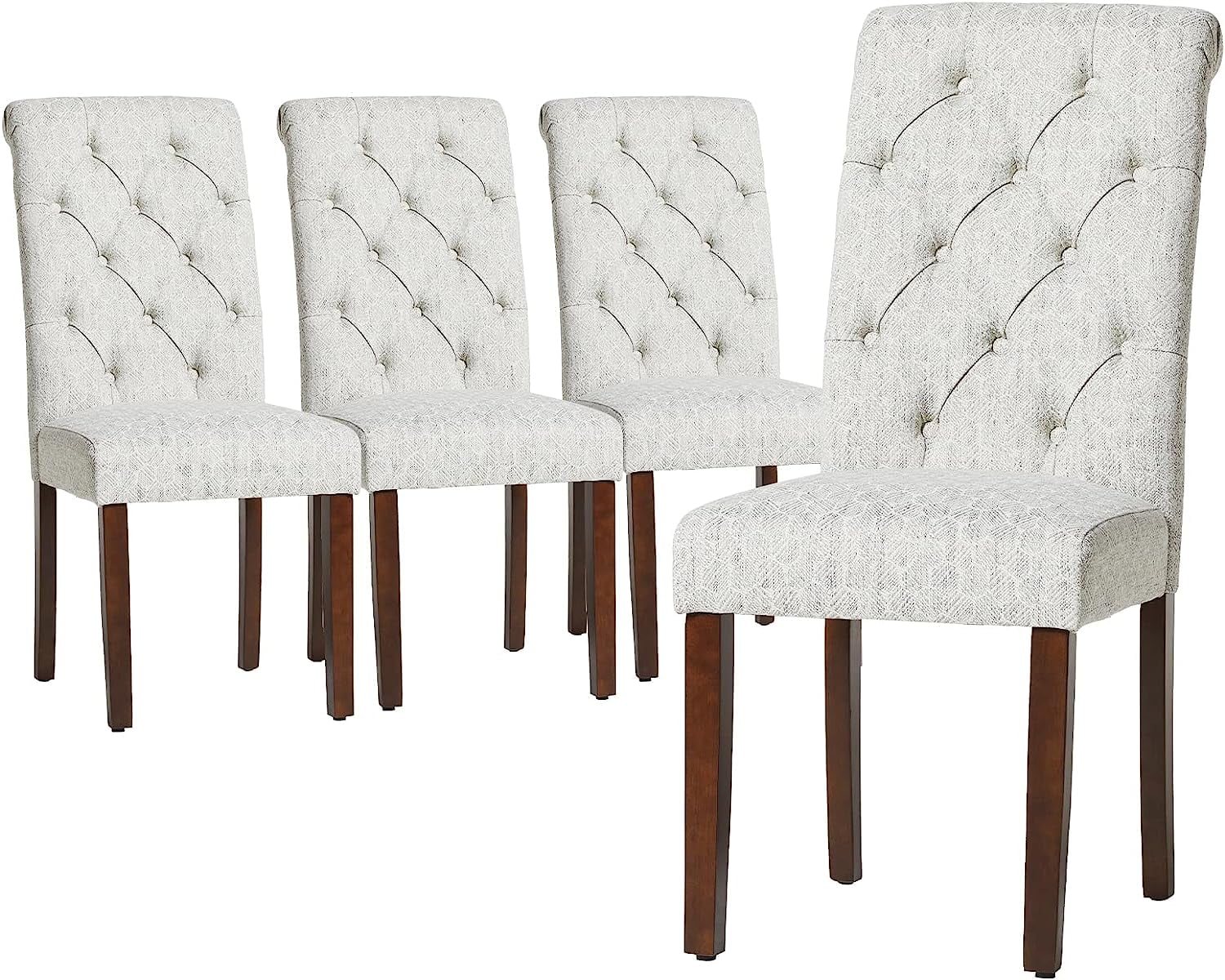 COLAMY Button Tufted Dining Chairs Set of 4, Parsons Upholstered Fabric ...