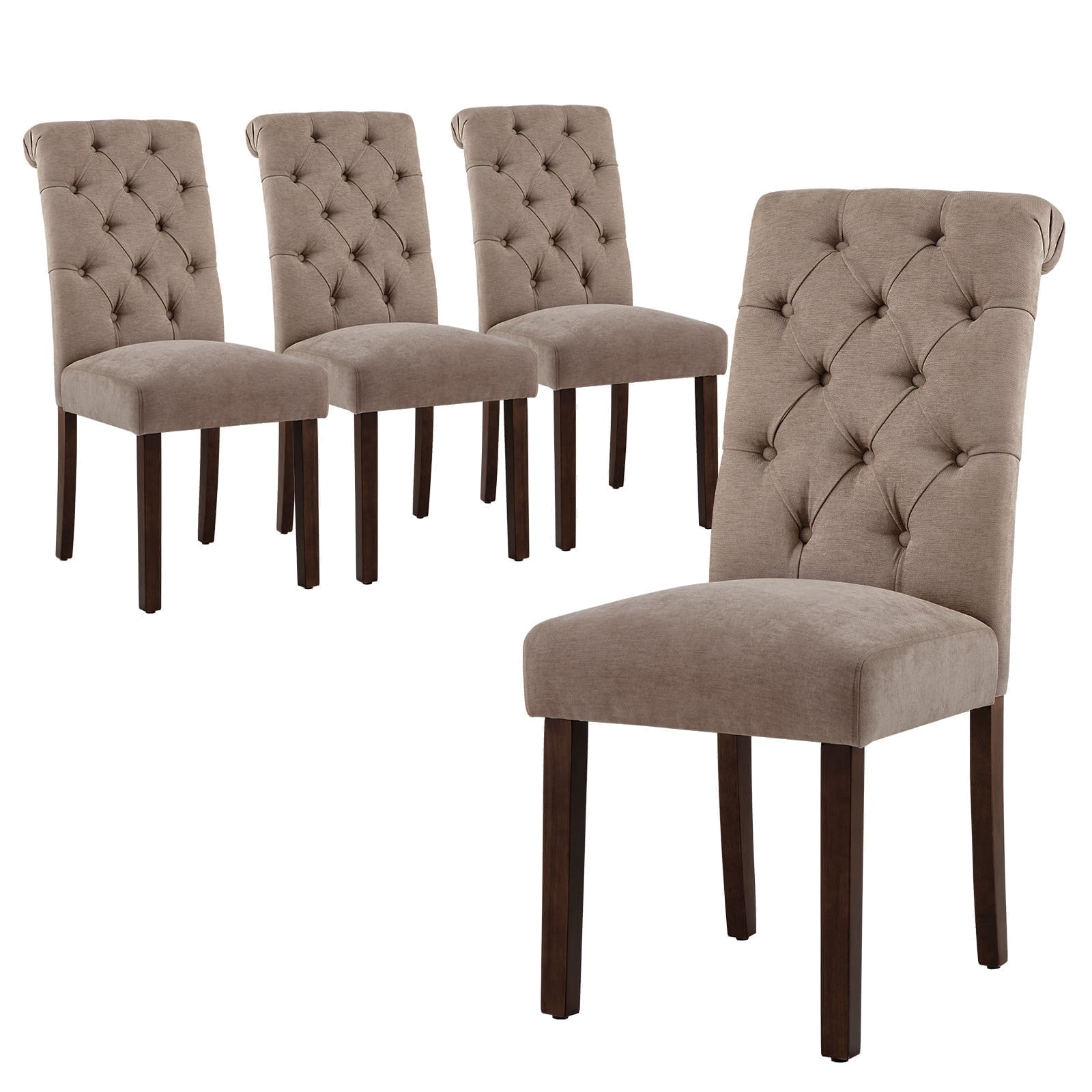 Upholstered Parsons Dining Chairs Set of 4, Button Tufted High Back ...