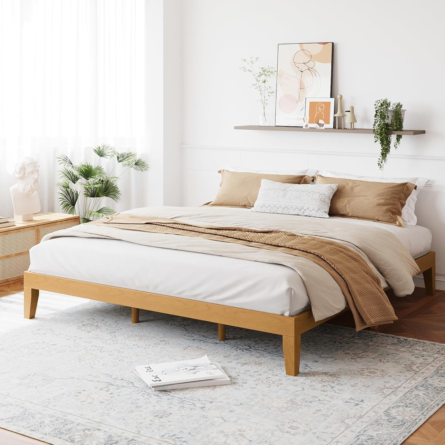 COLAMY King Size Wood Platform Bed Frame-12 Inch Solid Wood Queen Bed ...