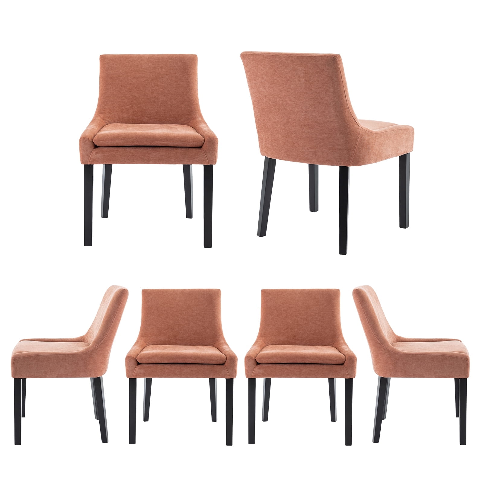 COLAMY Mid-Back Dining Chairs Set of 6, Upholstered Corduroy Accent ...