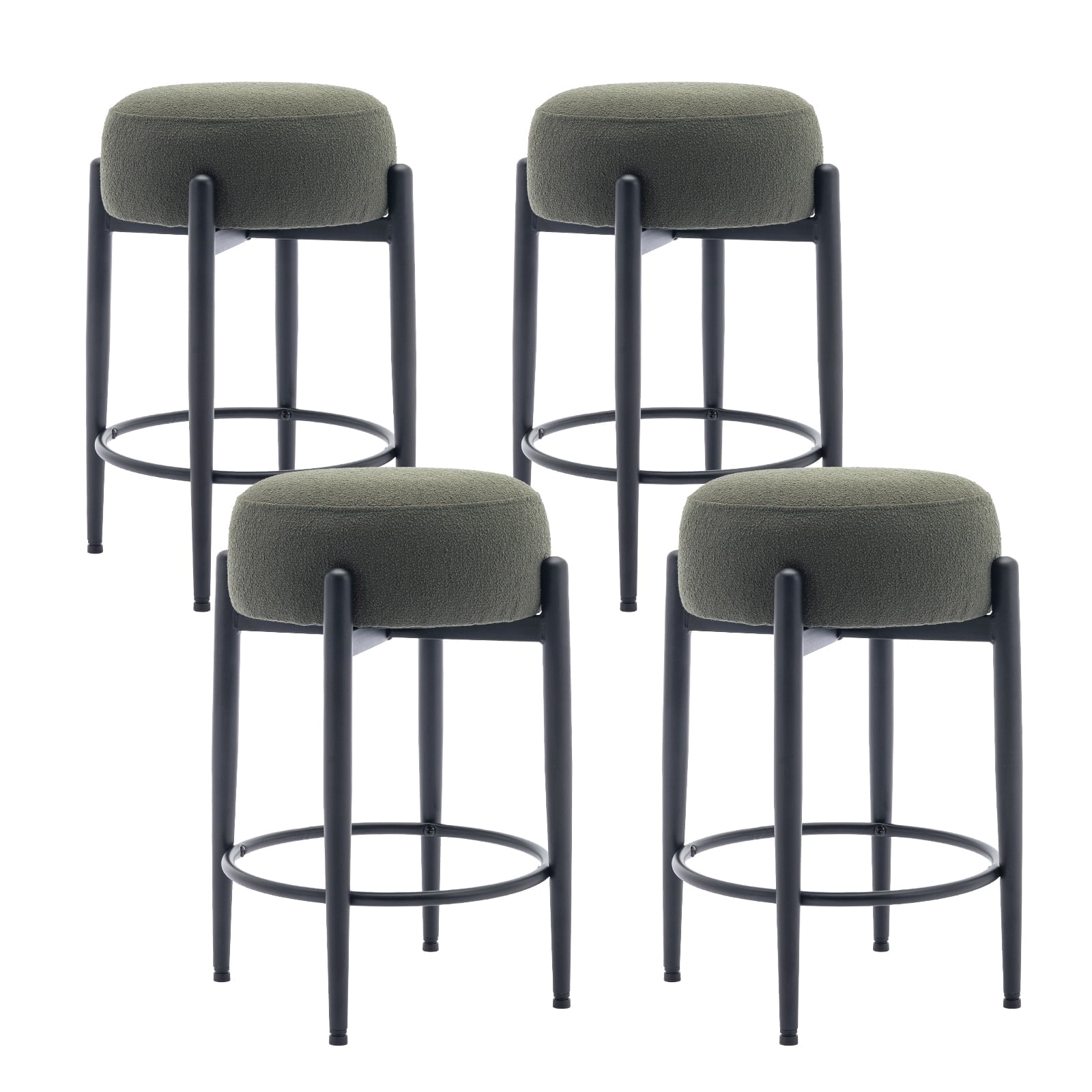 COLAMY Modern Bar Stools Set of 4 ,Backless Counter Height with Soft ...