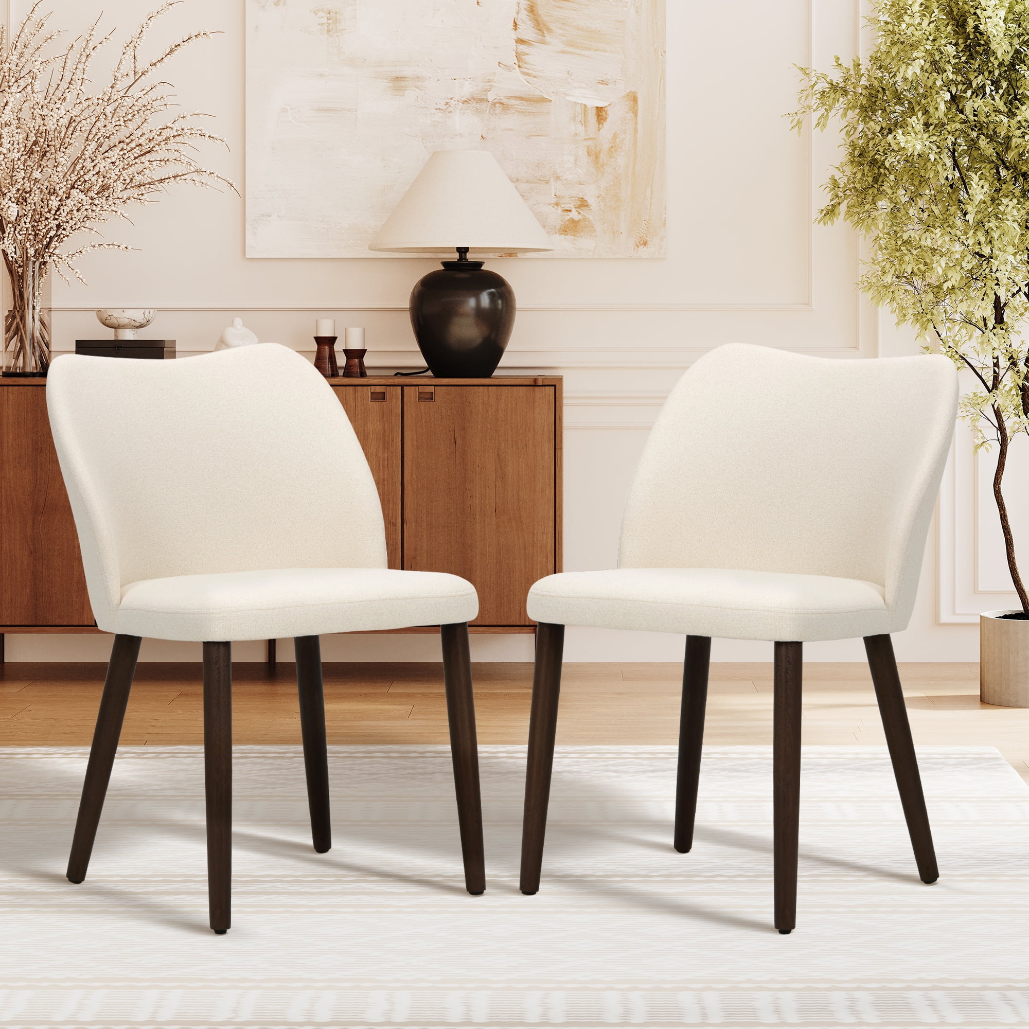 COLAMY Modern Fabric Side Chairs with Cushioned Seat and Wooden Legs ...