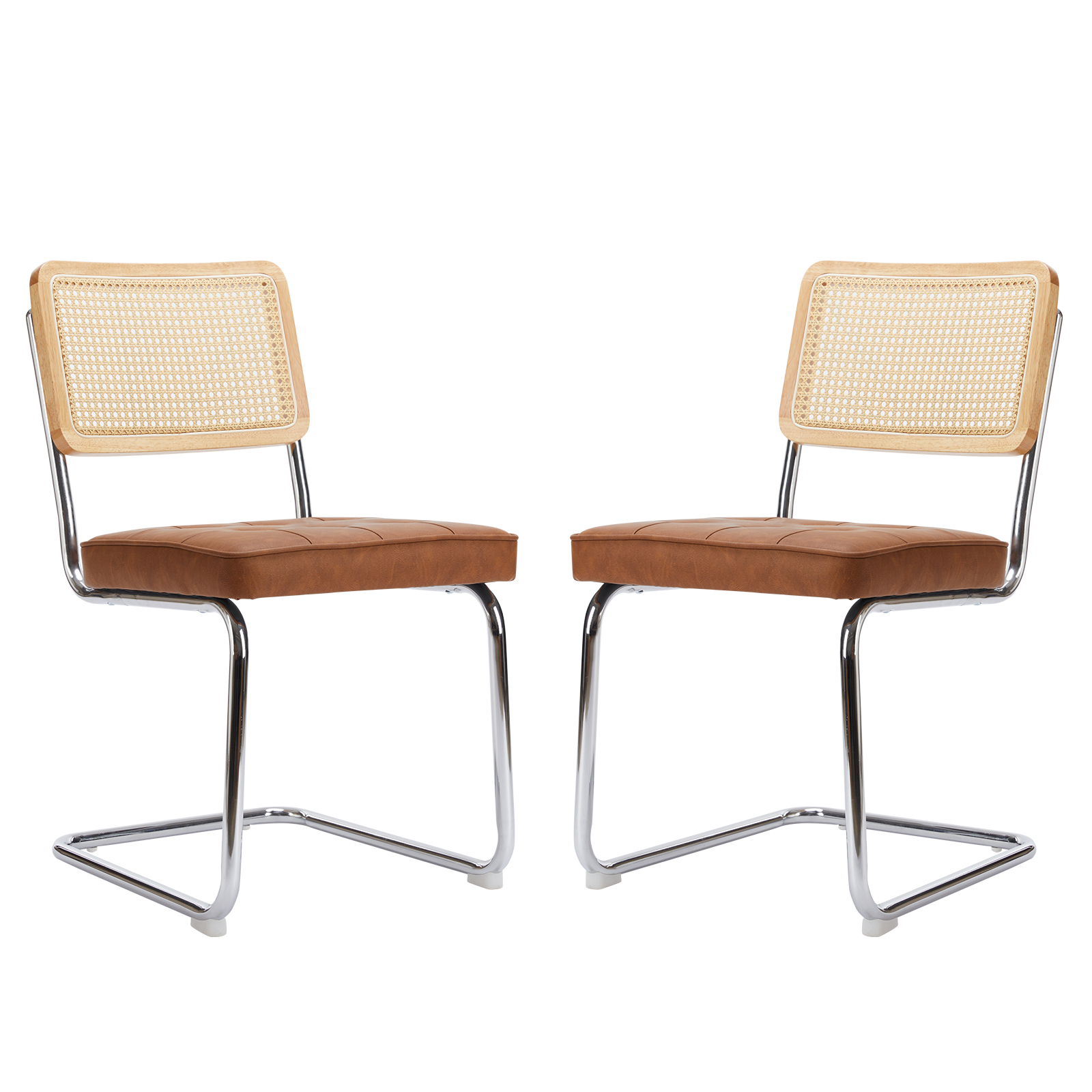 Upholstered Dining Chair with Silver Metal Legs and Back, PU Simple ...