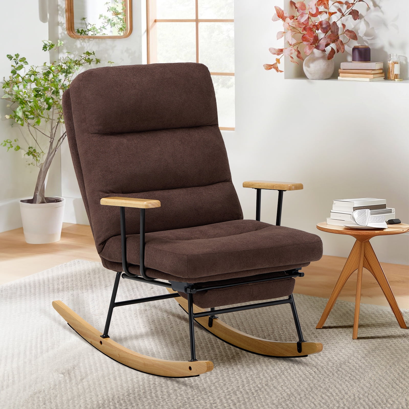COLAMY Reclining Rocking Chair with Footrest, Adjustable Backrest ...