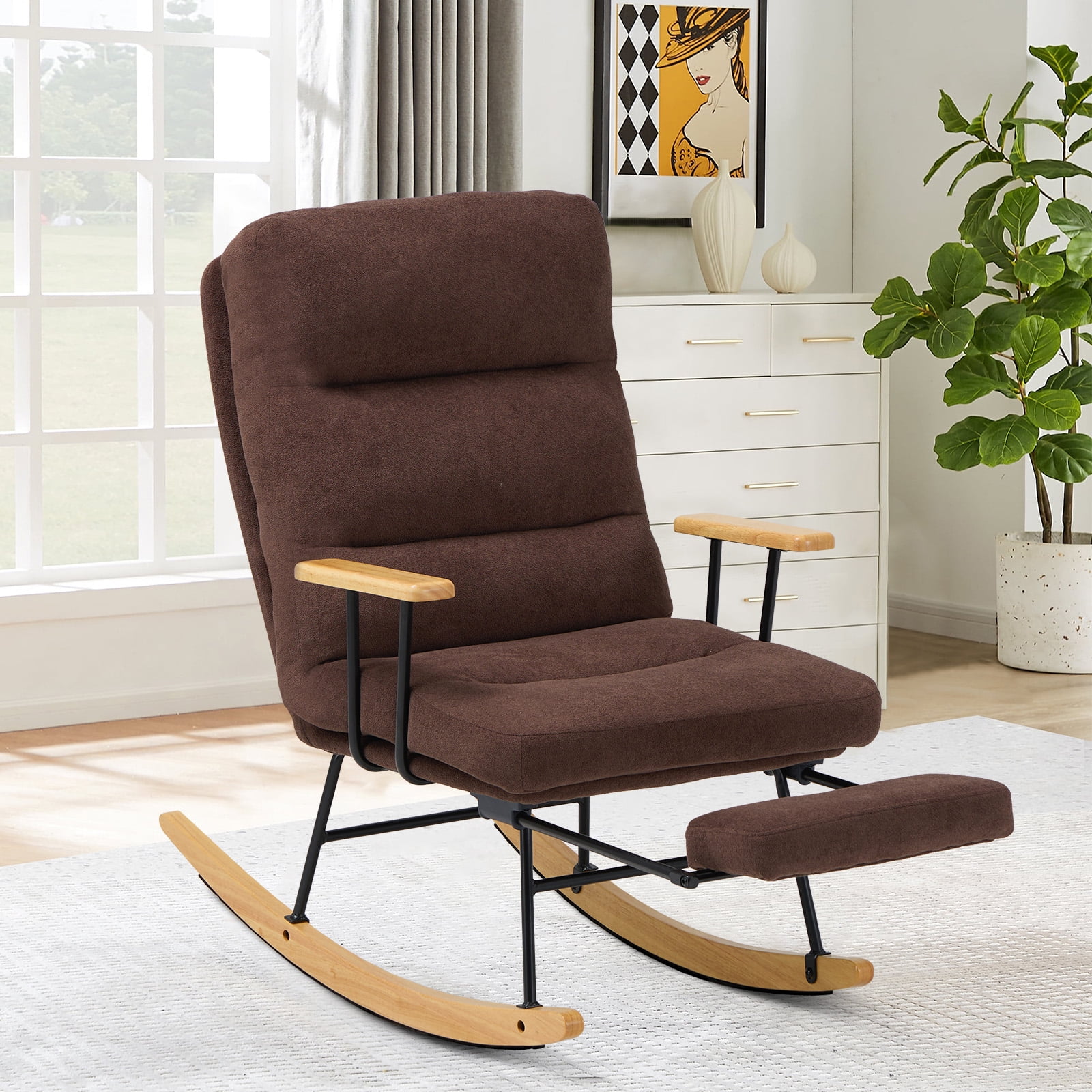 COLAMY Reclining Rocking Nursery Chair with Footrest, Adjustable ...