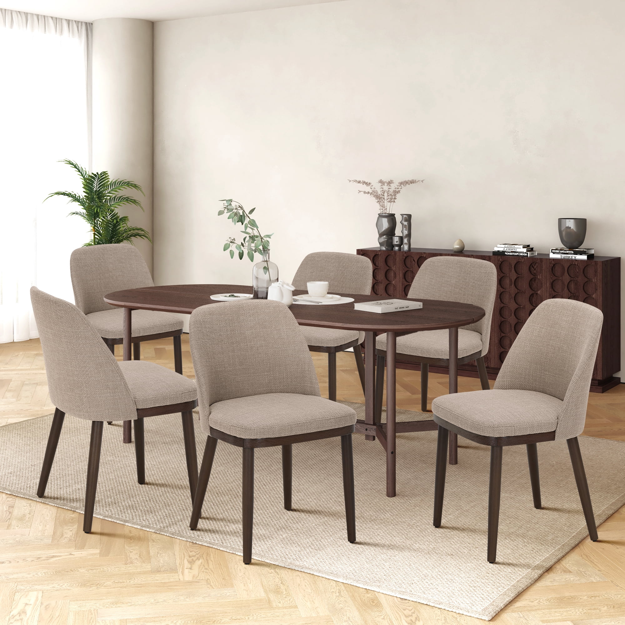 Dining Chairs Set for 6, Ideal for Round Kitchen Table – Camel ...