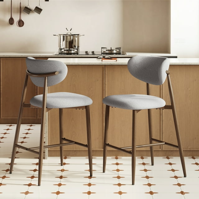Counter Height Bar Stool with Back - 25" Fabric Upholstered Stool ...