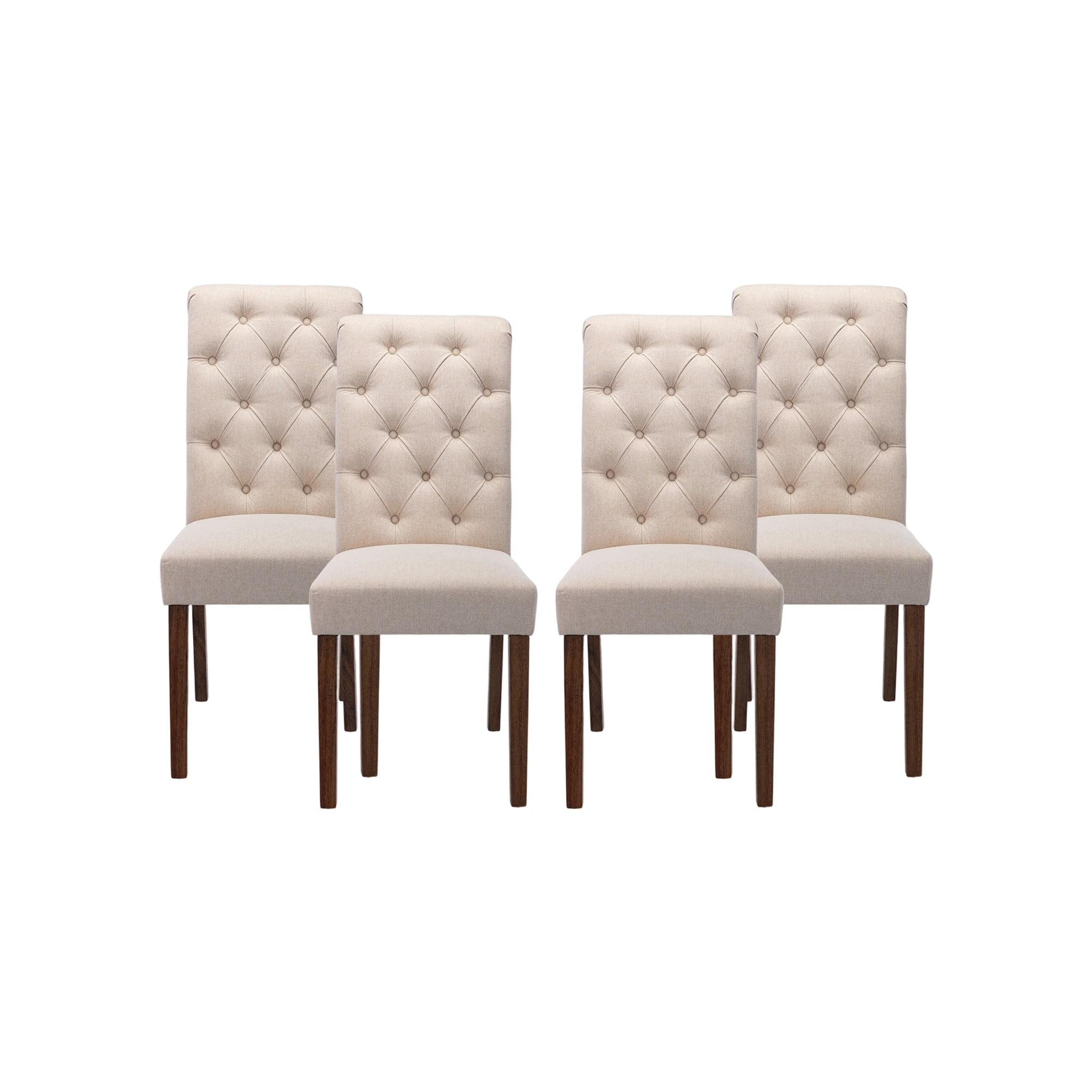 Upholstered Parsons Dining Chairs Set of 4, Button Tufted High Back ...