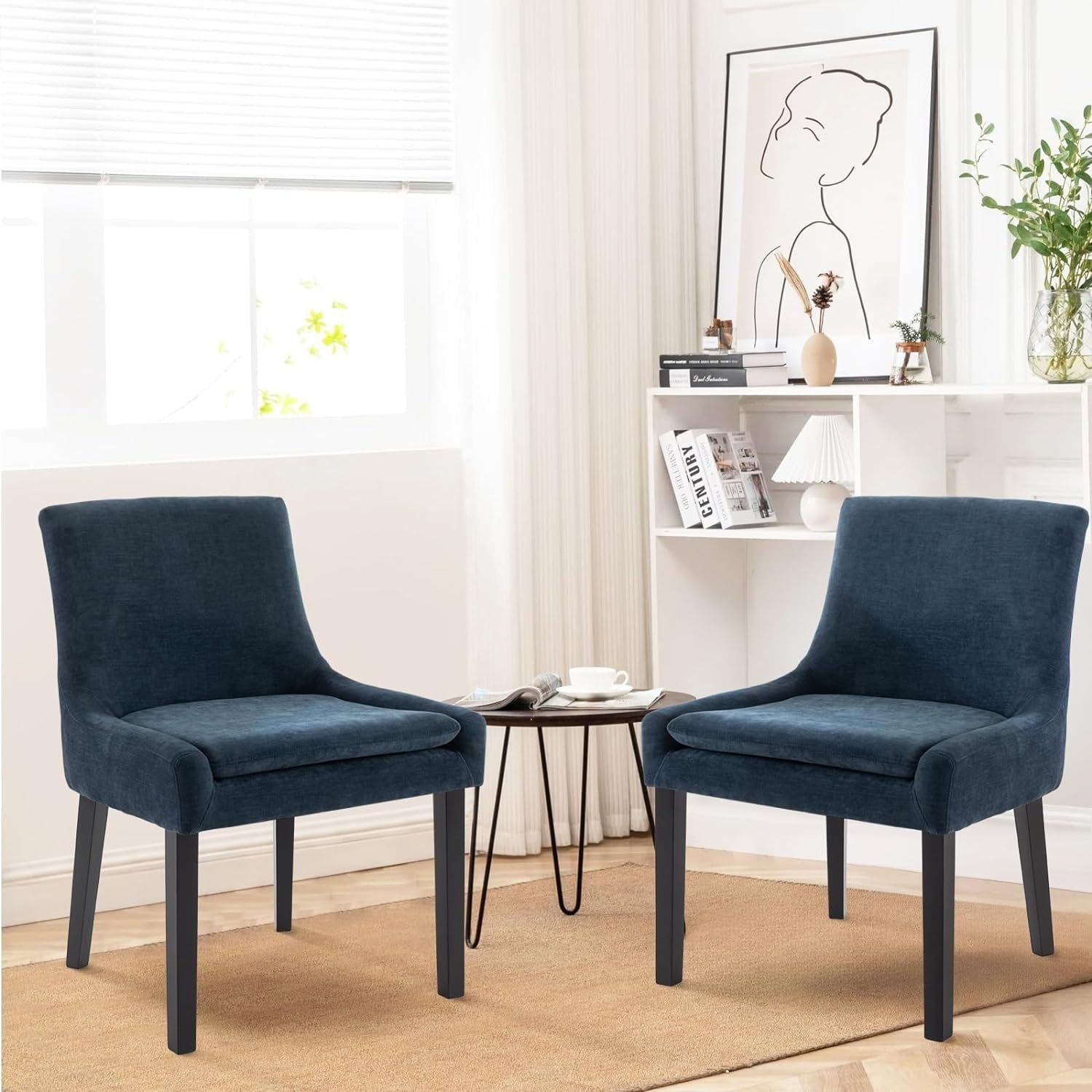 COLAMY Upholstered Corduroy Accent Side Leisure Chairs with Soild Wood ...