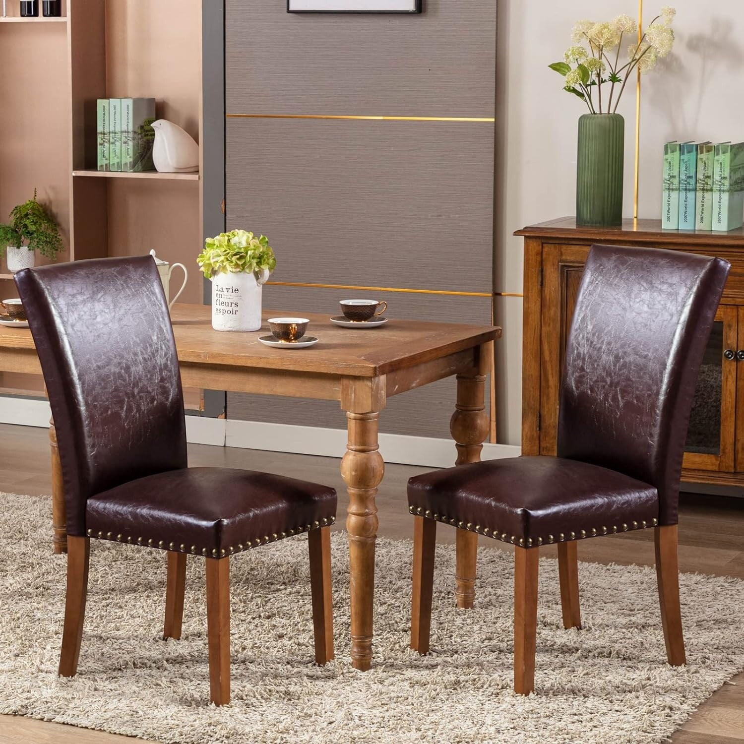 COLAMY Upholstered Parsons Dining Chairs Set of 2/4/6, Fabric Dining ...