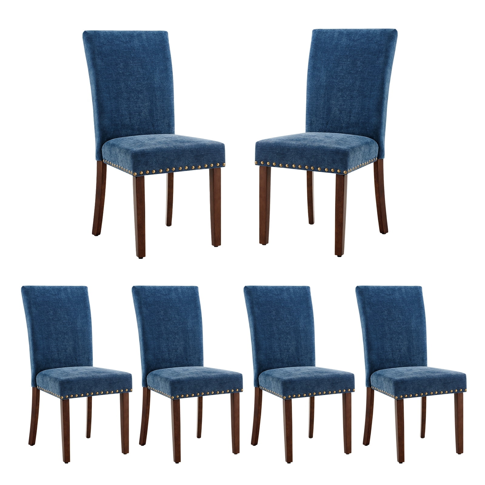 COLAMY Upholstered Parsons Dining Chairs Set of 6, Fabric Kitchen Side ...