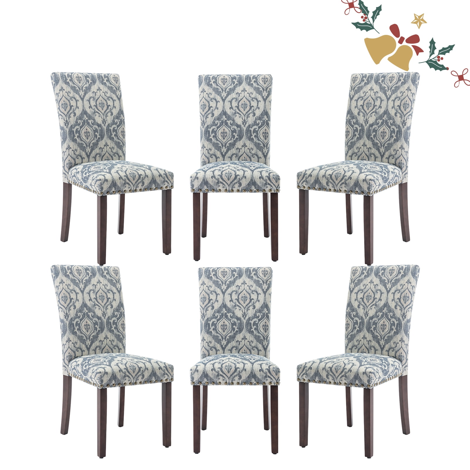 COLAMY Upholstered Parsons Dining Chairs Set of 6, Fabric Side Chair ...