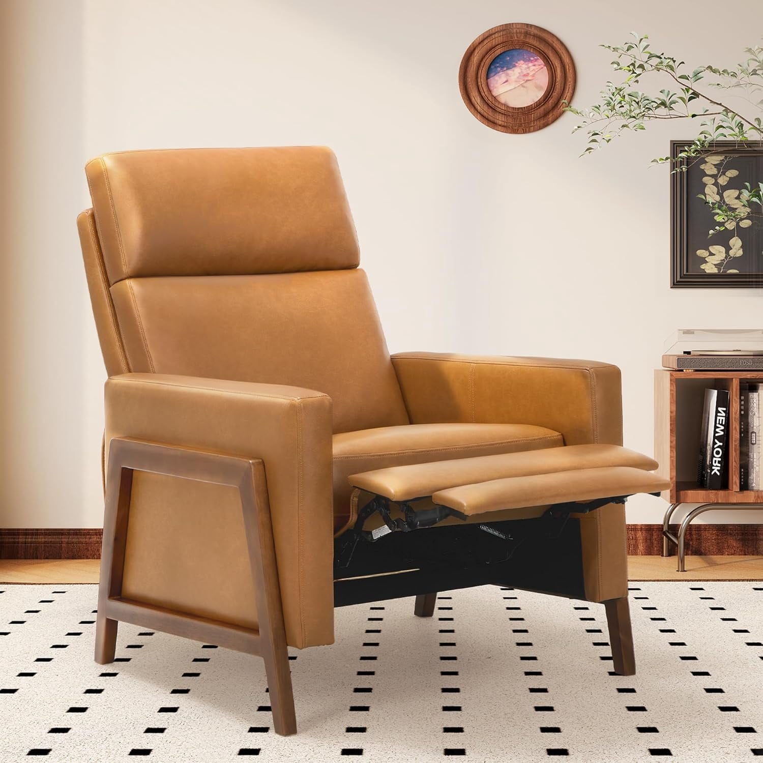 COLAMY WingBack Recliner Chair, Comfy Armchair PU Leather Living Room ...