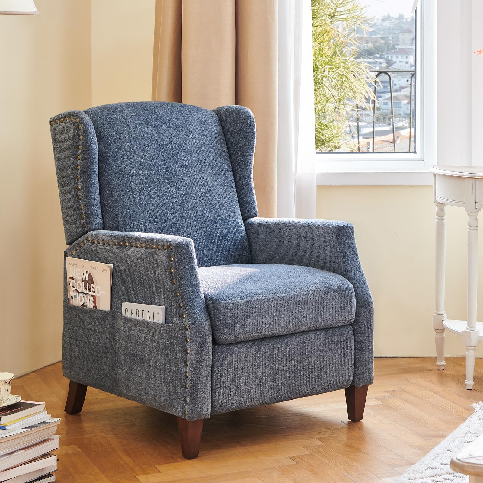 COLAMY Wingback Pushback Recliner Chair with Storage Pocket ...