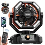 COLDSKY Portable Outdoor Fan with Light, 20000mAh Rechargeable Fan with ...