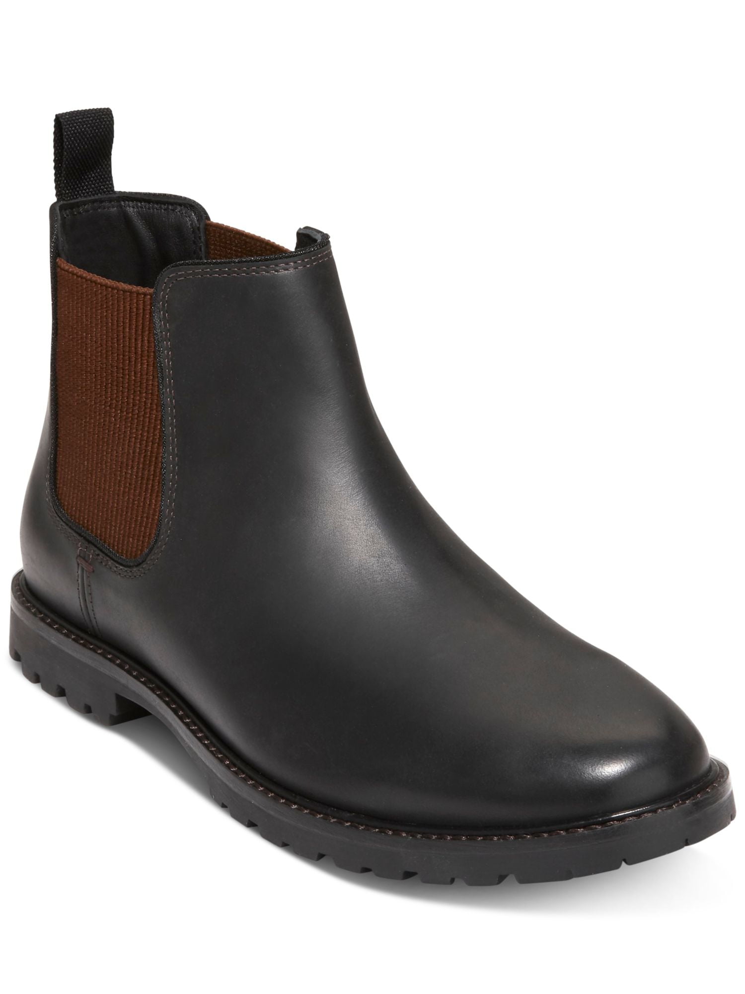 COLE HAAN Mens Black Padded Heel Pull-Tab Lug Sole Water Resistant ...