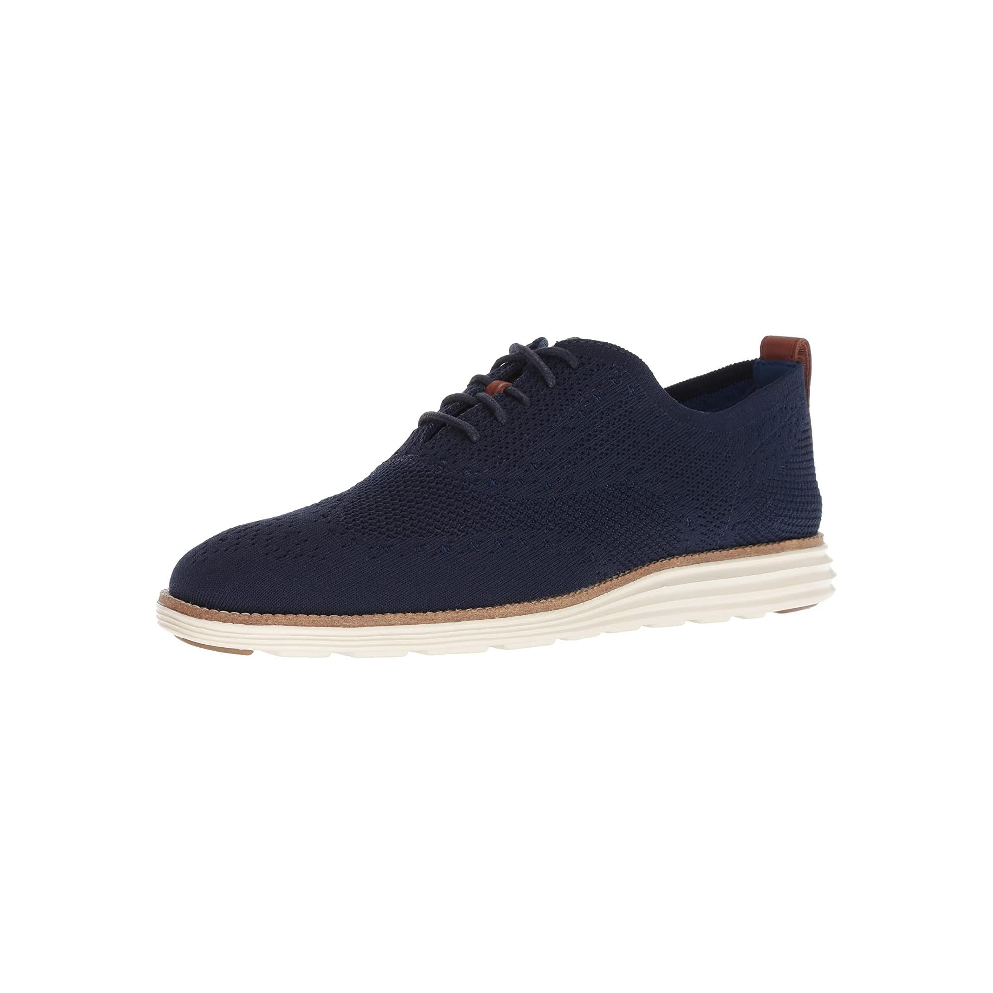COLE HAAN Mens Navy Knit Original Grand Wedge Lace-Up Oxford Shoes 8.5 ...
