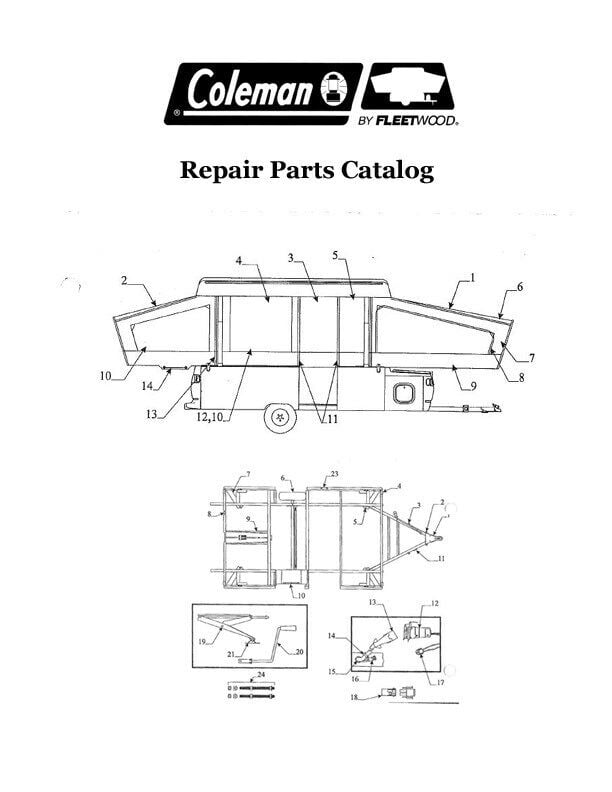 COLEMAN Popup Trailer Repair Parts Catalog-1984 Americana & Pioneer ...