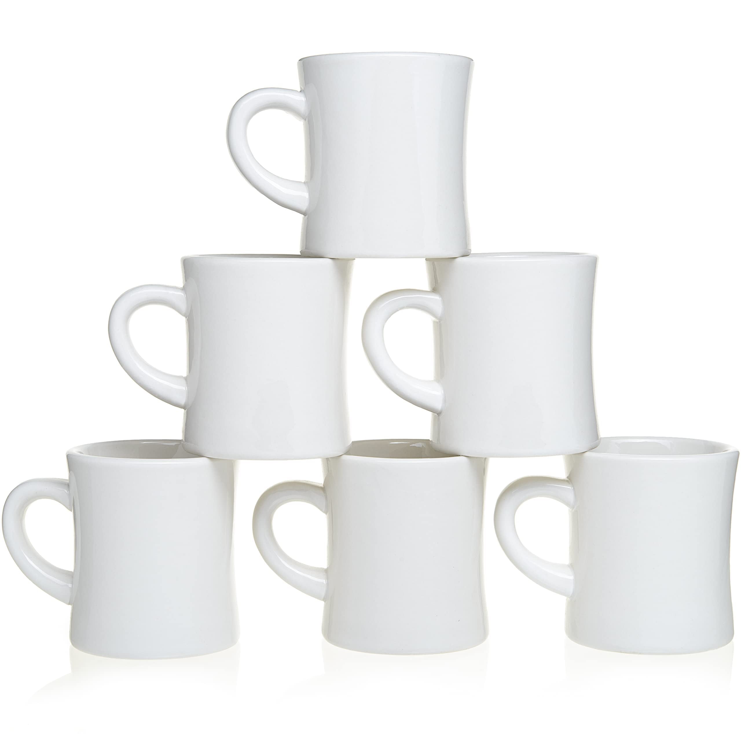 COLETTI White Coffee Mugs Set Of 6 - Diner Coffee Mug 11 oz - Mug Set ...