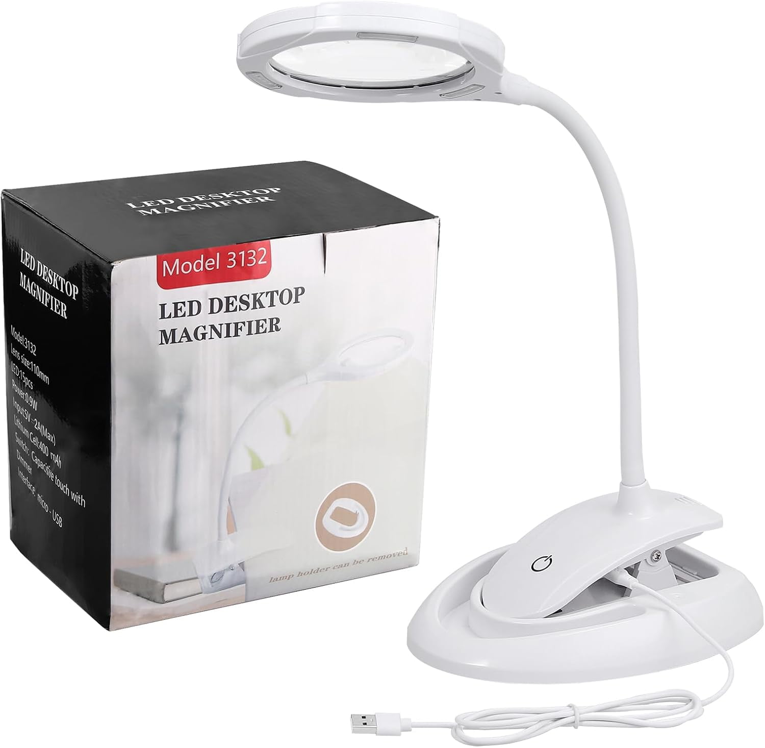 COLFULINE 5X 10X Magnifying Lamp, 2-in-1 Rechargeable Magnifying Glass ...
