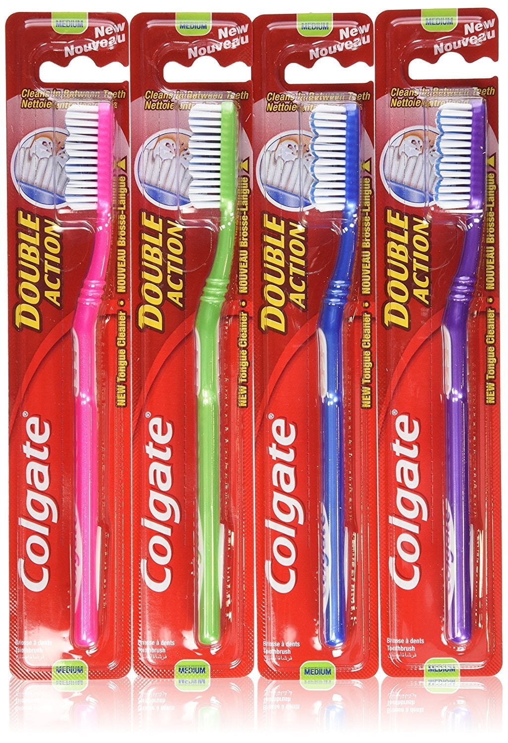 COLGATE Double Action Medium Multi-Coloured Toothbrush (1 Count) C3 ...