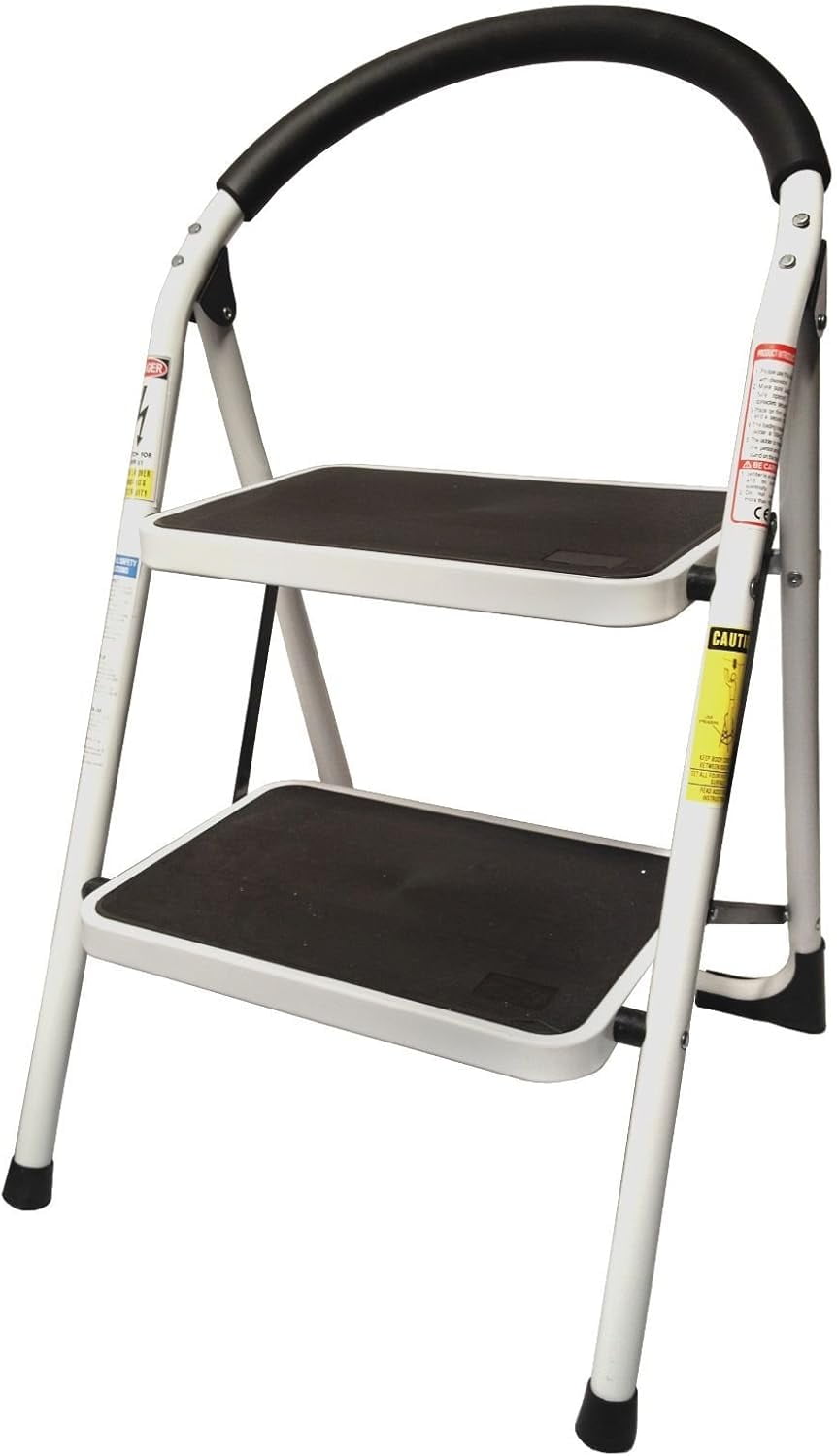 COLIBROX Heavy Duty Steel Reinforced Folding 2 Step Ladder Stool - 330 ...