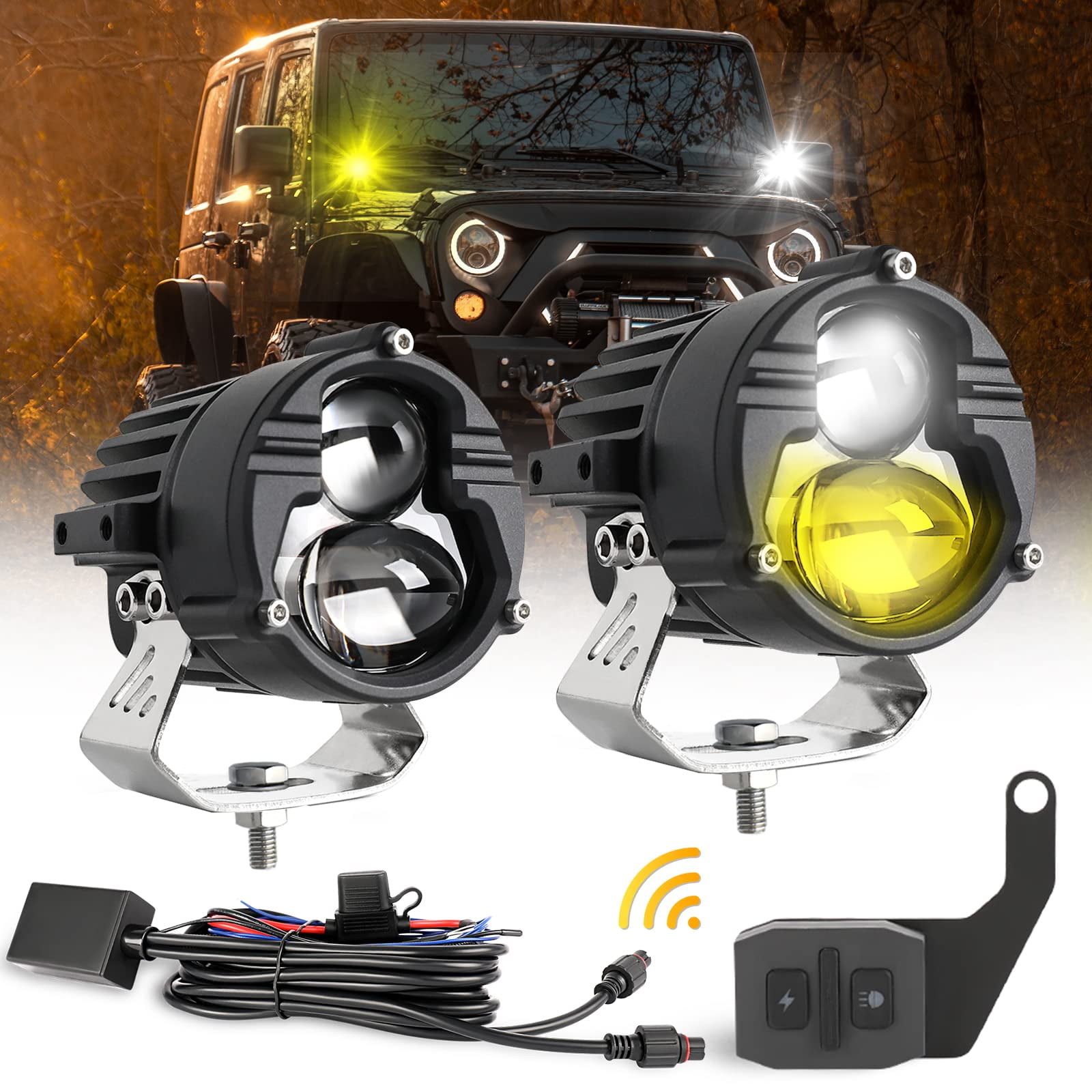 COLIGHT 3 inch LED STF9 Driving Lights Remote Switch 100W Color Change ...