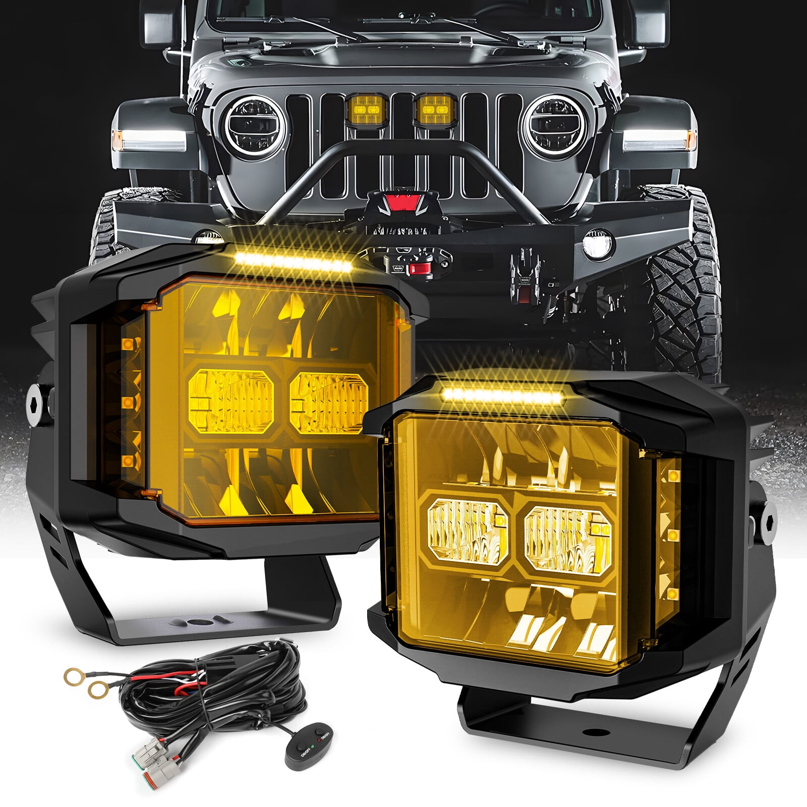 COLIGHT 5"inch Side Shooter LED Work Light Bar Cube Pods DRL Fog ...
