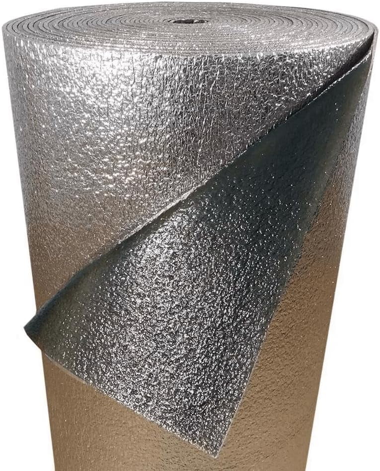 COLL7AWS 48"X10Ft Reflective BLACK FOIL Insulation Roll Foam Core ...