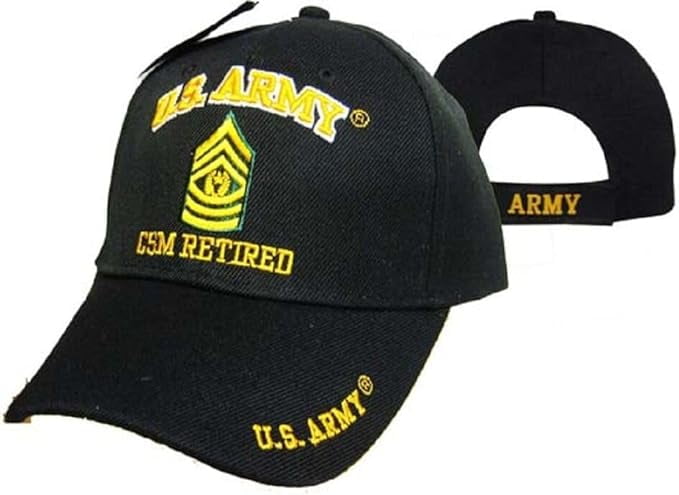 COLL7AWS Army CSM Command Retired Military Black Embroidered Cap Hat ...