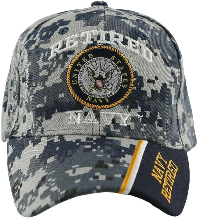 COLL7AWS Military Navy Retired Hat Blue ACU Digital Camo Embroidered ...