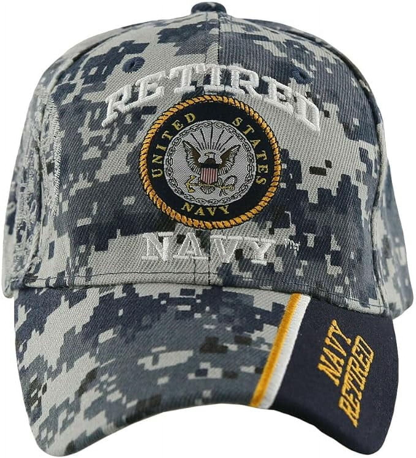 COLL7AWS Military Navy Retired Hat Blue ACU Digital Camo Embroidered ...