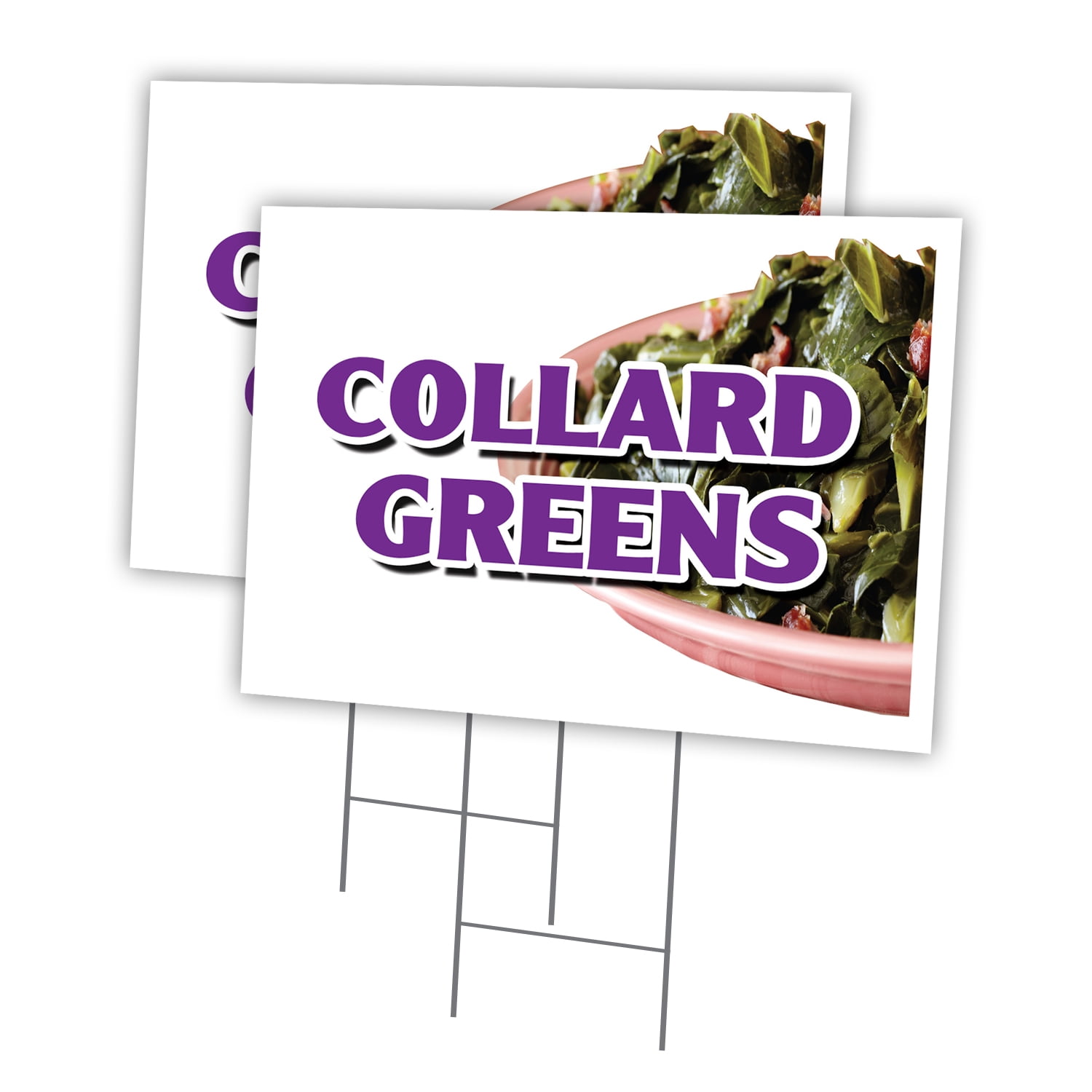 COLLARD GREENS 2 Pack Of 12" x 16" Yard Sign & Stake | Advertise Your ...
