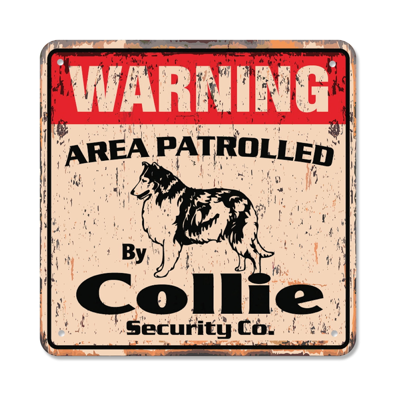 COLLIE Vintage Security Sign Area Patrolled pet kid gift guard dog ...
