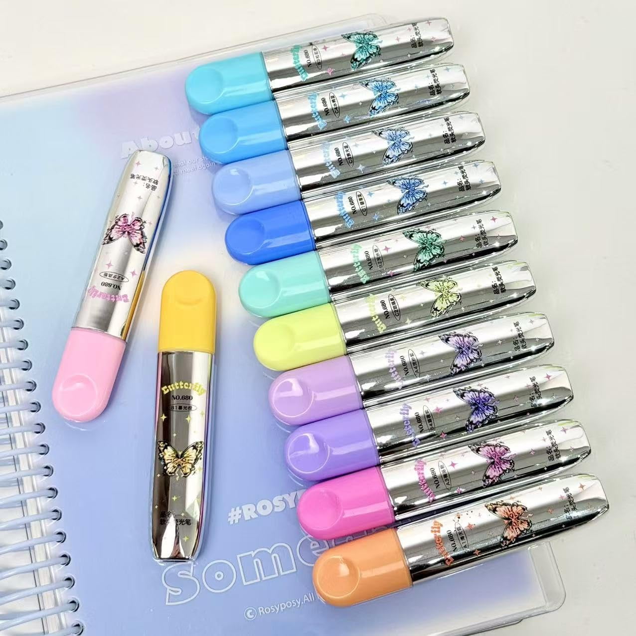 COLNK Highlighters Set of 12 Colors, Chisel Tip Aesthetic Highlighters ...