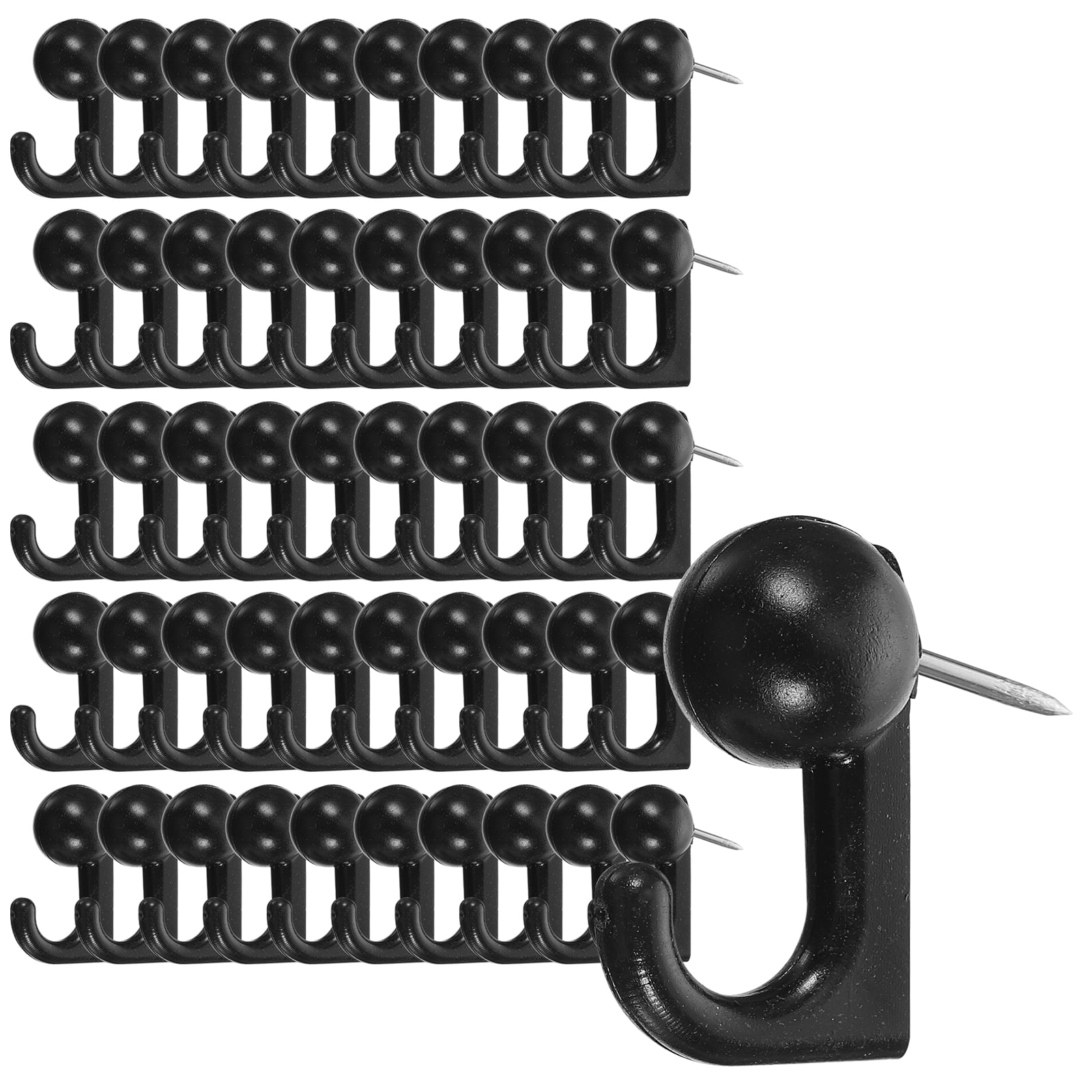 COLO Heavy Duty Push Pin Wall Mount Hooks, Black 0.98"W 50 Pieces ...
