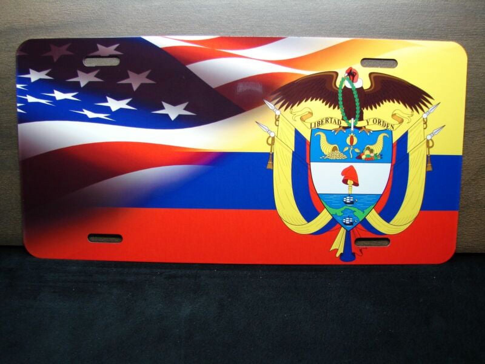 COLOMBIAN AMERICAN FLAG METAL CAR LICENSE PLATE BANDERA DE COLOMBIA ...