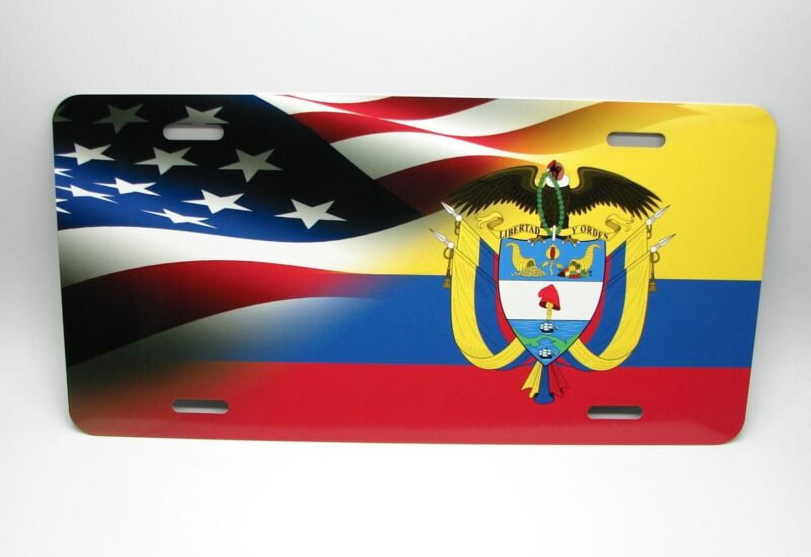 COLOMBIAN AMERICAN FLAG METAL CAR LICENSE PLATE BANDERA DE COLOMBIA ...