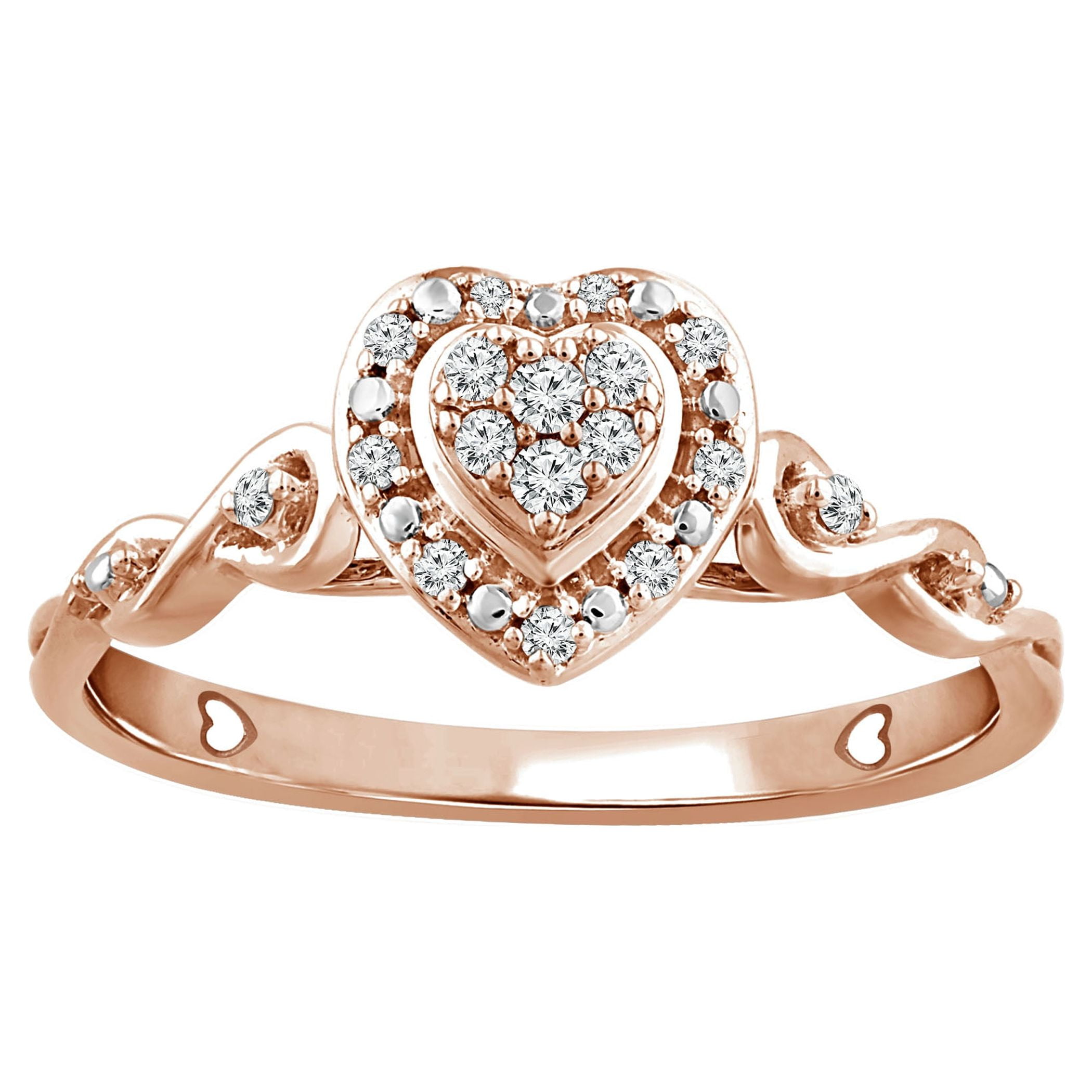 Color of Love Heart-Shaped Diamond Ring 1/10 ct. t.w in 10K Rose Gold ...
