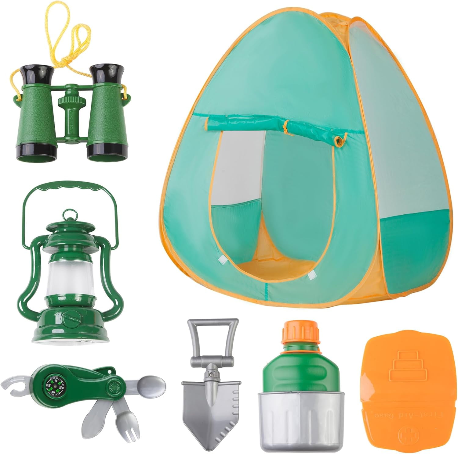 COLOR TREE Kids Camping Set with Tent Camping Gear Tool Pretend Play ...